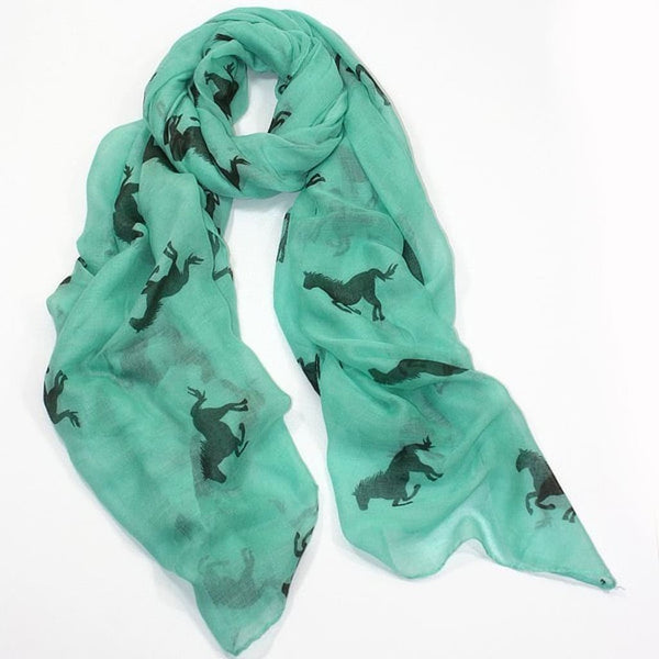 Caballo Aqua Horse Print Scarf - equichoice.co.uk