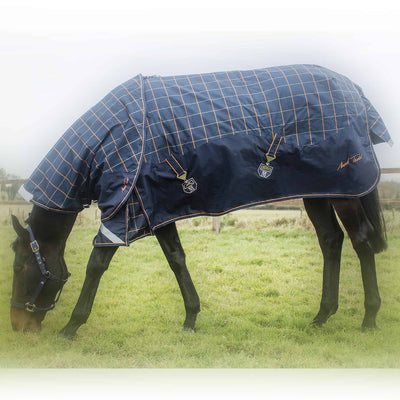 Mark Todd Mediumweight Turnout Rug - Navy/Orange/Beige Plaid ...